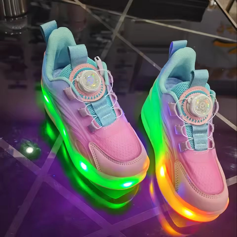 Luxury Skate™ TennisGlow Kids Skates — USB LED Light-Up Two-Wheel Roll